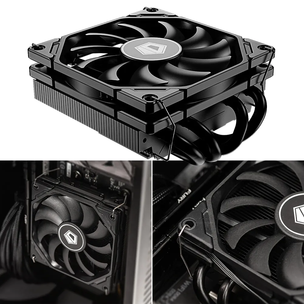 Low Profile 90mm CPU Cooler with 4 Heatpipes, Super Slim Radiator, and 4 Pin PWM Fan for Intel ...