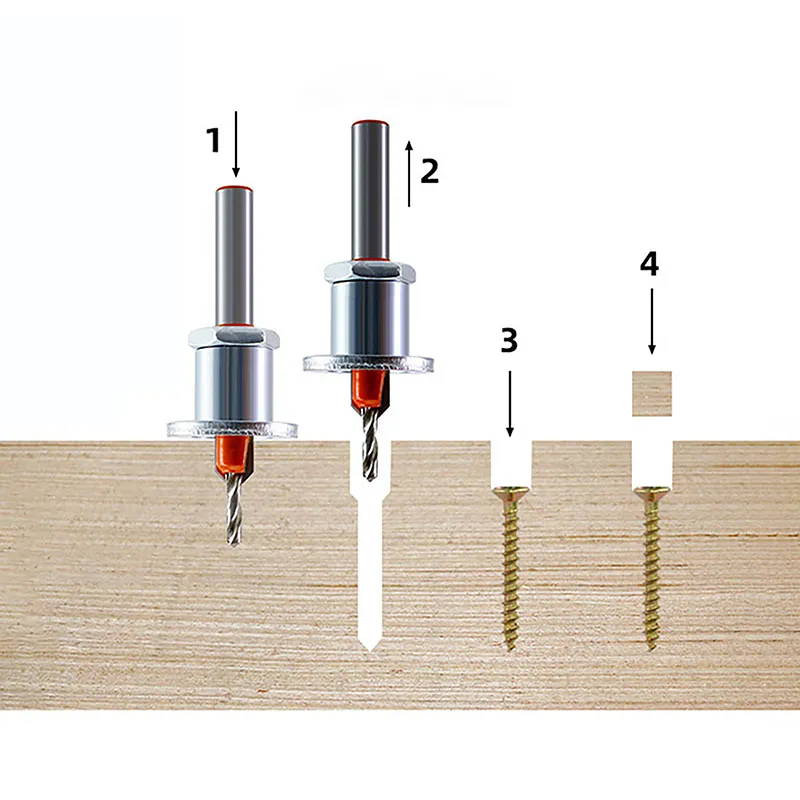 Adjustable Countersink Woodworking Router Core Limiter Alloy Drill Bits ...
