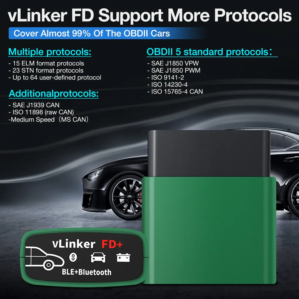 Advanced OBD2 Scanner Vgate vLinker FD+ ELM327 Bluetooth 4.0 FORScan ...