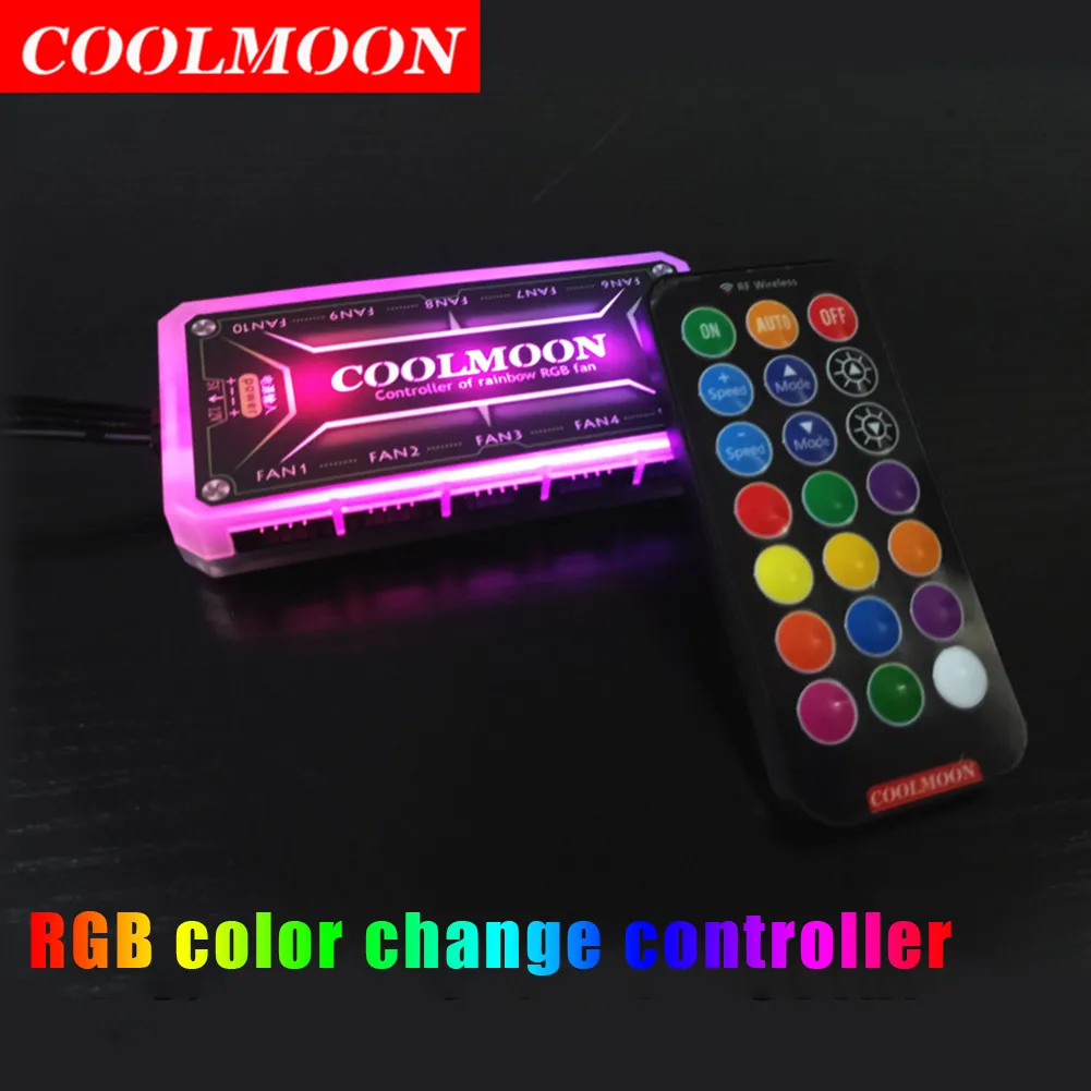 COOLMOON ARGB Remote Controller - 12V 5A 6-Pin ARGB Fan Hub for PC Case ...