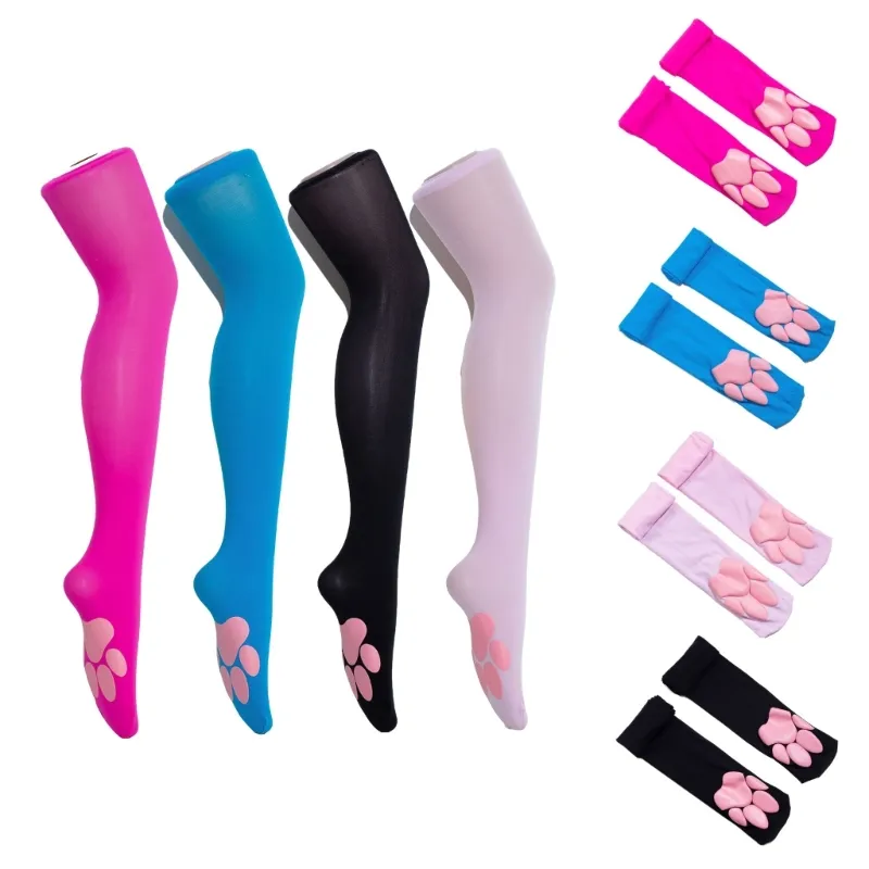 Anime Cat Paws Thigh High Stockings With Toes Over Knee Cosplay Socks