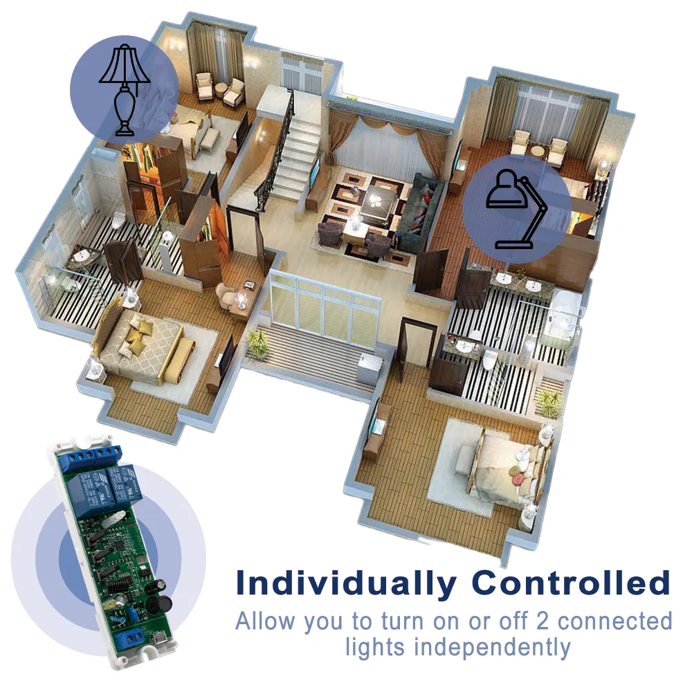 DHgate.com:85-250V 2 Gang Smart Switch Module: Wi-Fi Relay Controller ...