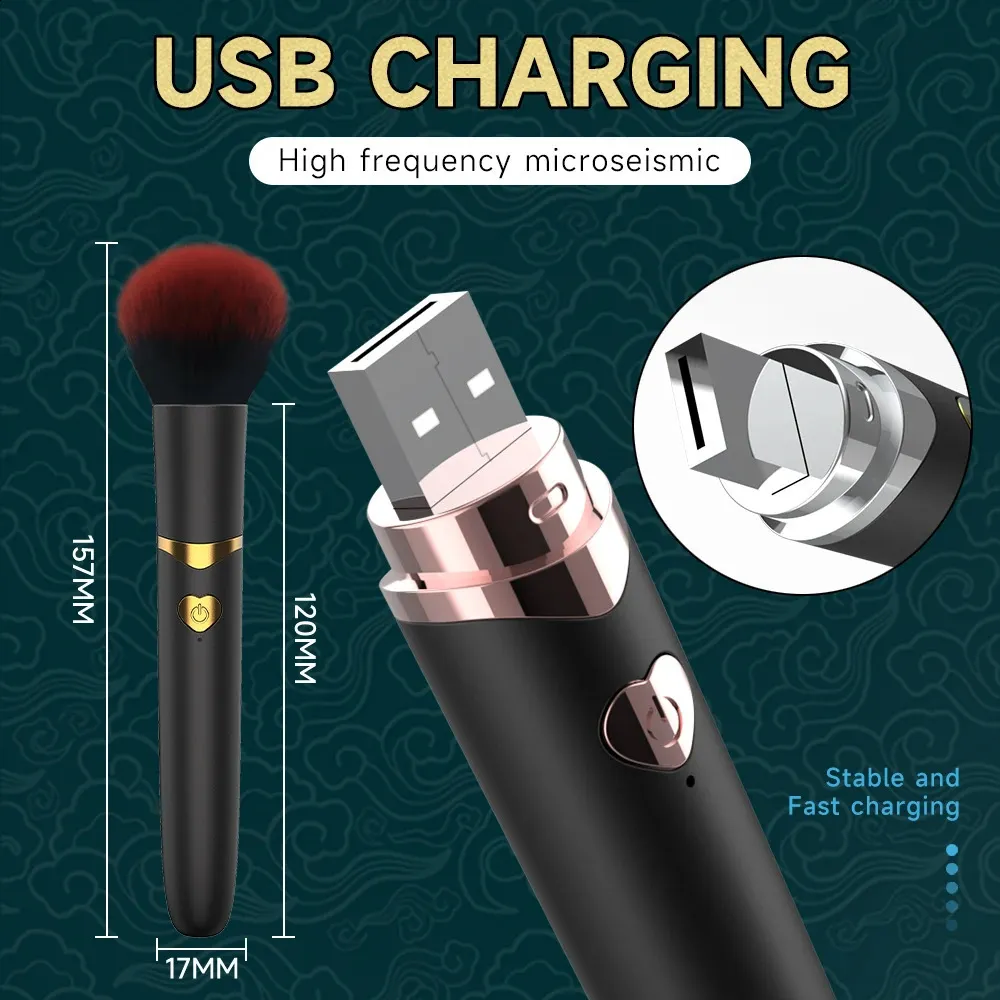 Makeup Pen Dual Head Vibrator Soft Brush Comb Beans High Frequency ...