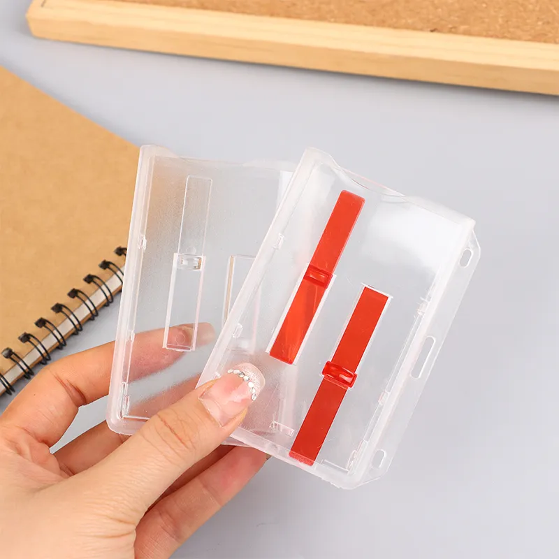 Clear Dual Sliding Card Holder Plastic Sleeves For Office, School, ID ...