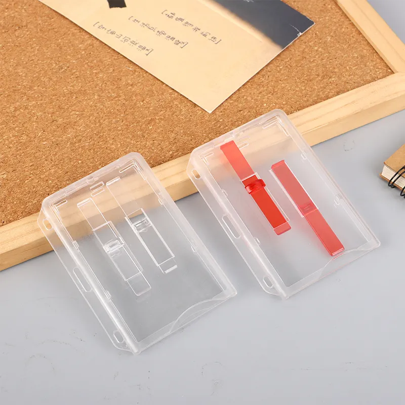 Clear Dual Sliding Card Holder Plastic Sleeves For Office, School, ID ...