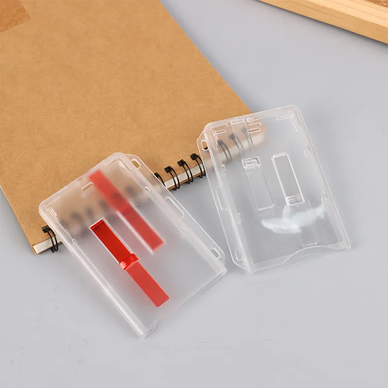 Clear Dual Sliding Card Holder Plastic Sleeves For Office, School, ID ...