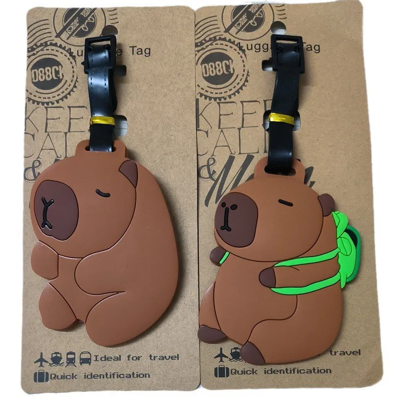Kawaii Capybara Cartoon Sports Luggage Tags Portable Anti Loss Address ...