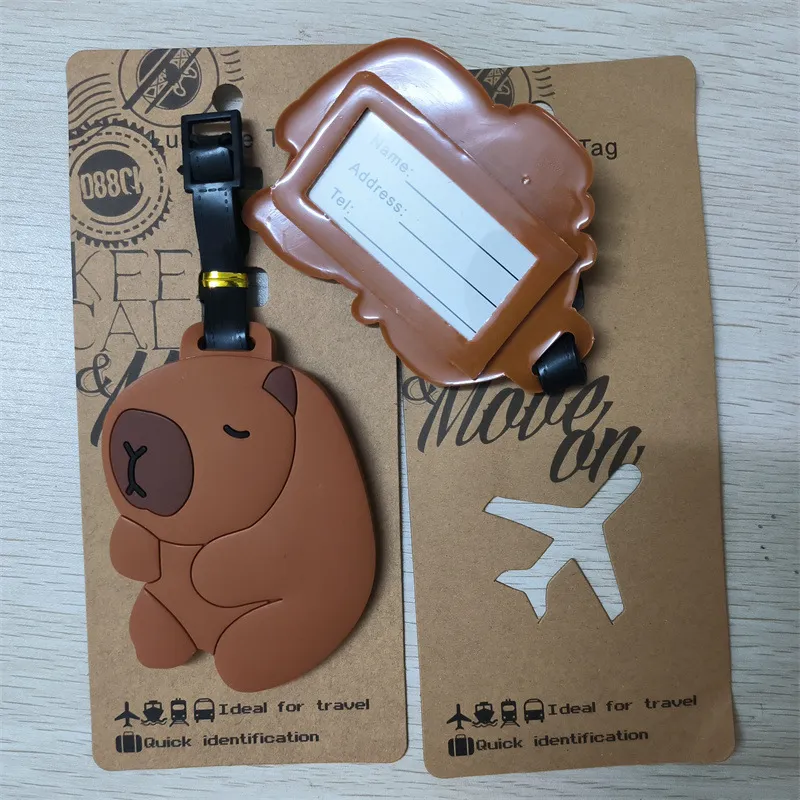 Kawaii Capybara Cartoon Sports Luggage Tags Portable Anti Loss Address ...