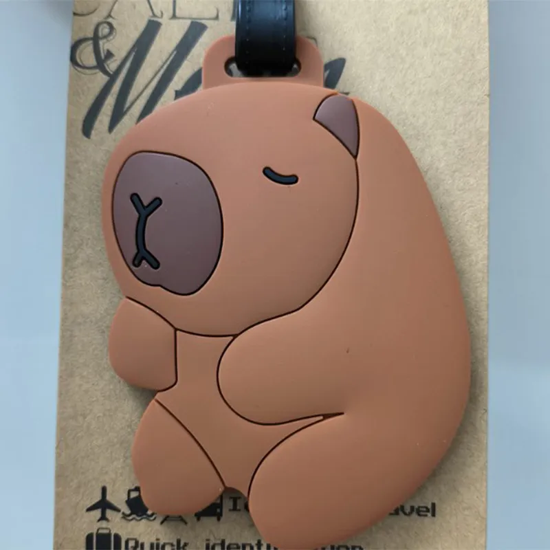 Kawaii Capybara Cartoon Sports Luggage Tags Portable Anti Loss Address ...