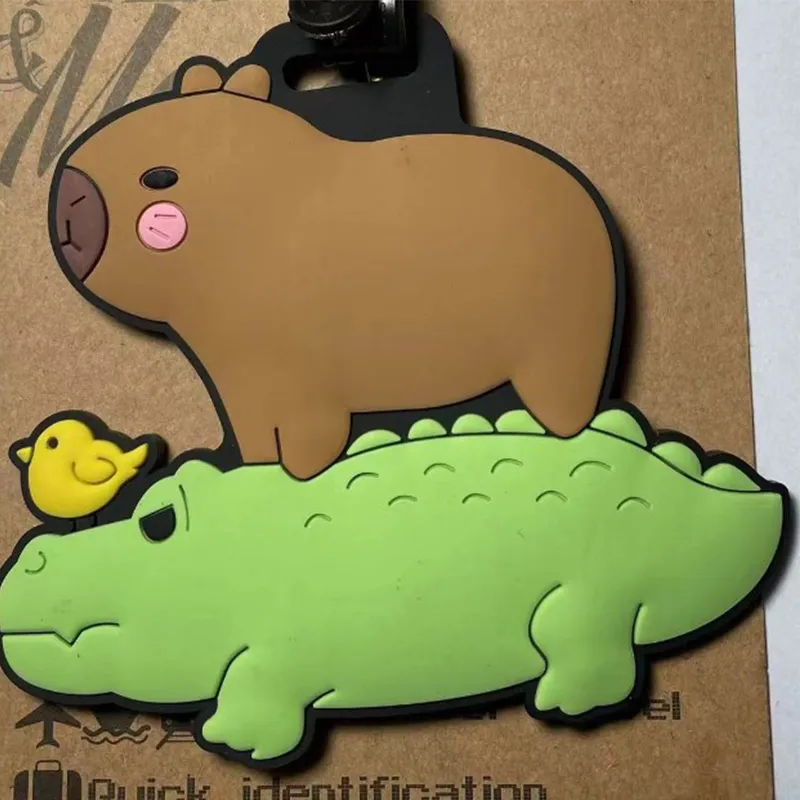 Kawaii Capybara Cartoon Sports Luggage Tags Portable Anti Loss Address ...