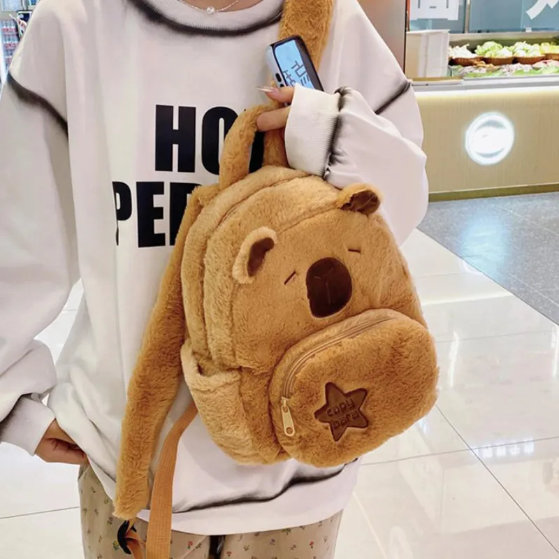 Cute Plush Capybara Rilakkuma Backpack Versatile Cartoon School Bag For ...