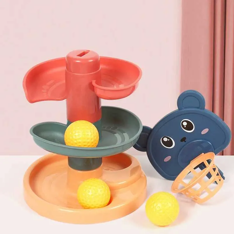 Montessori Rolling Ball Pile Tower With Sorting And Nesting Toys And ...