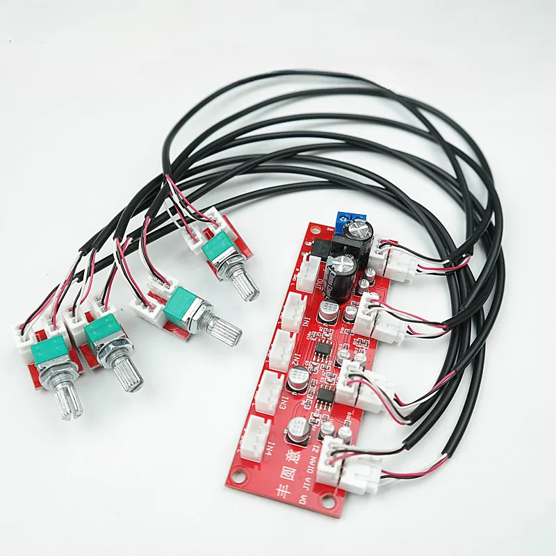 Stereo Audio Mixer Preamp Equalizer 4 Way Input Mixer Pre Amplifier ...