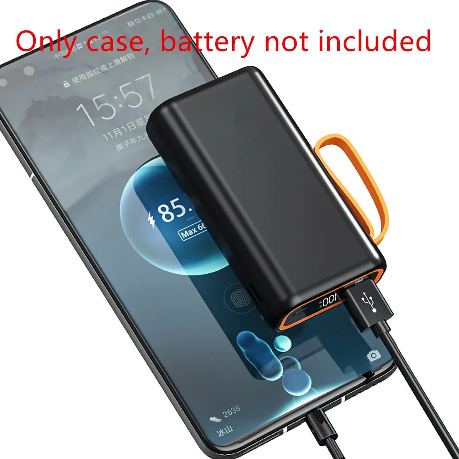 2*21700 Welded Shell battery and holder Power Bank Case with USB Type C ...
