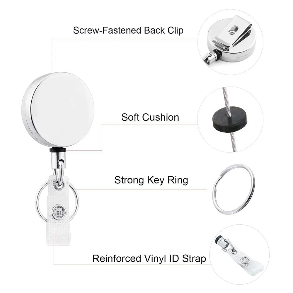 Retractable retractable key ring with ID Card Holder and Lanyard Clip