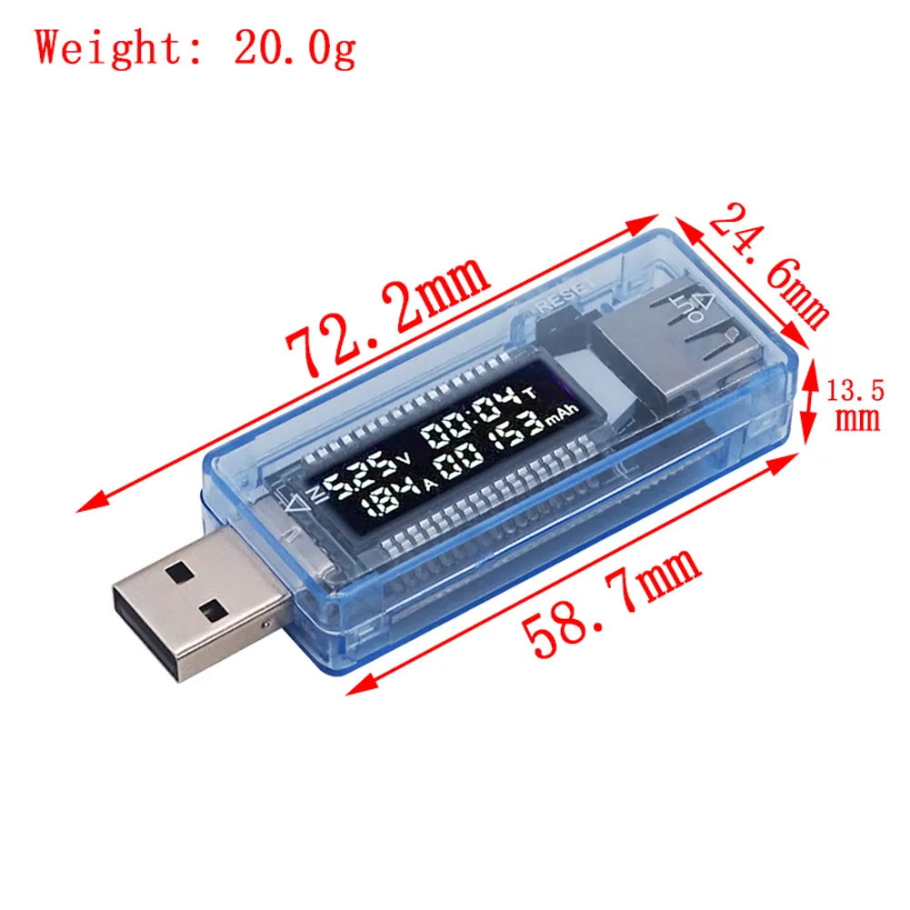 Portable Power Monitor: USB Voltmeter Ammeter Digital Battery ...