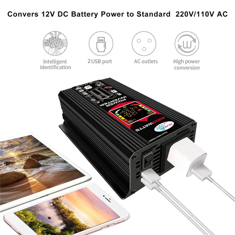 DHgate.com:Advanced 6000W Car Inverter: Dual USB, LCD Display, DC 12V ...