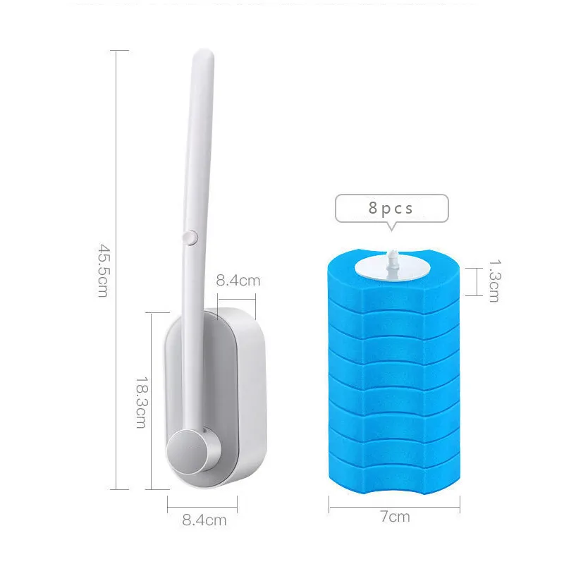8-Piece Disposable Toilet Bowl Cleaner Kit | Plastic Toilet Brush ...