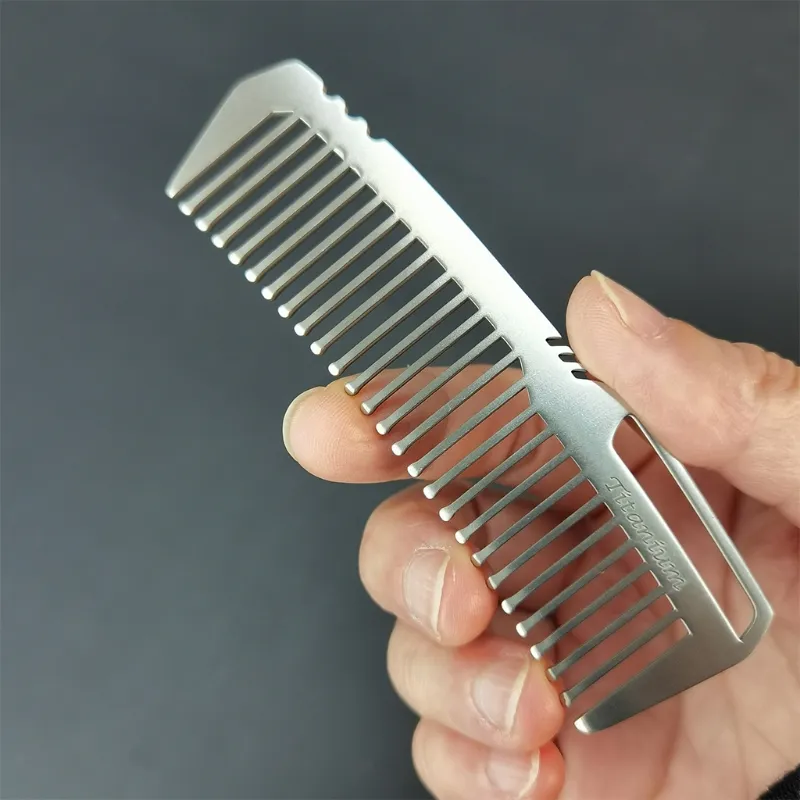 Ultra-Light Titanium Comb - Mini Portable Hair Brush, Self-Cleaning ...