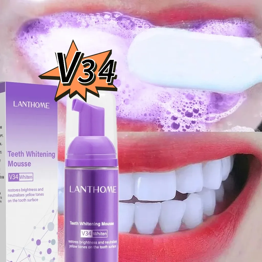 V34 Mousse Toothpaste for Sparkling White Teeth: Powerful Calculus ...