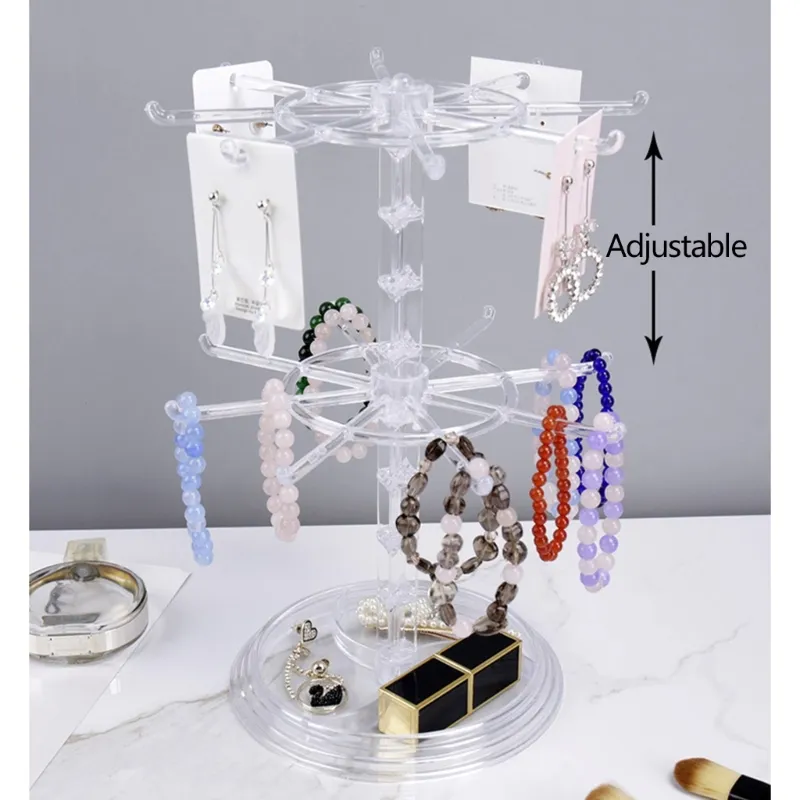 Rotating Keychain Display Rack 2 Tier Acrylic Spinner Stand For ...