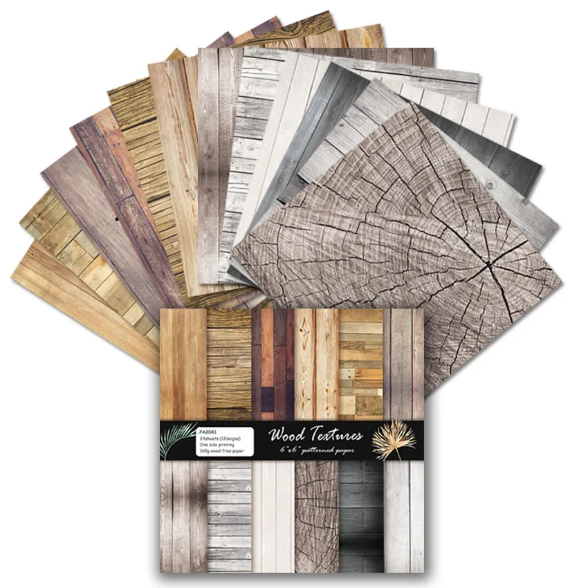 Wood Textures paper & packaging - 24 Sheets of 6" Patterned Paper Pads ...