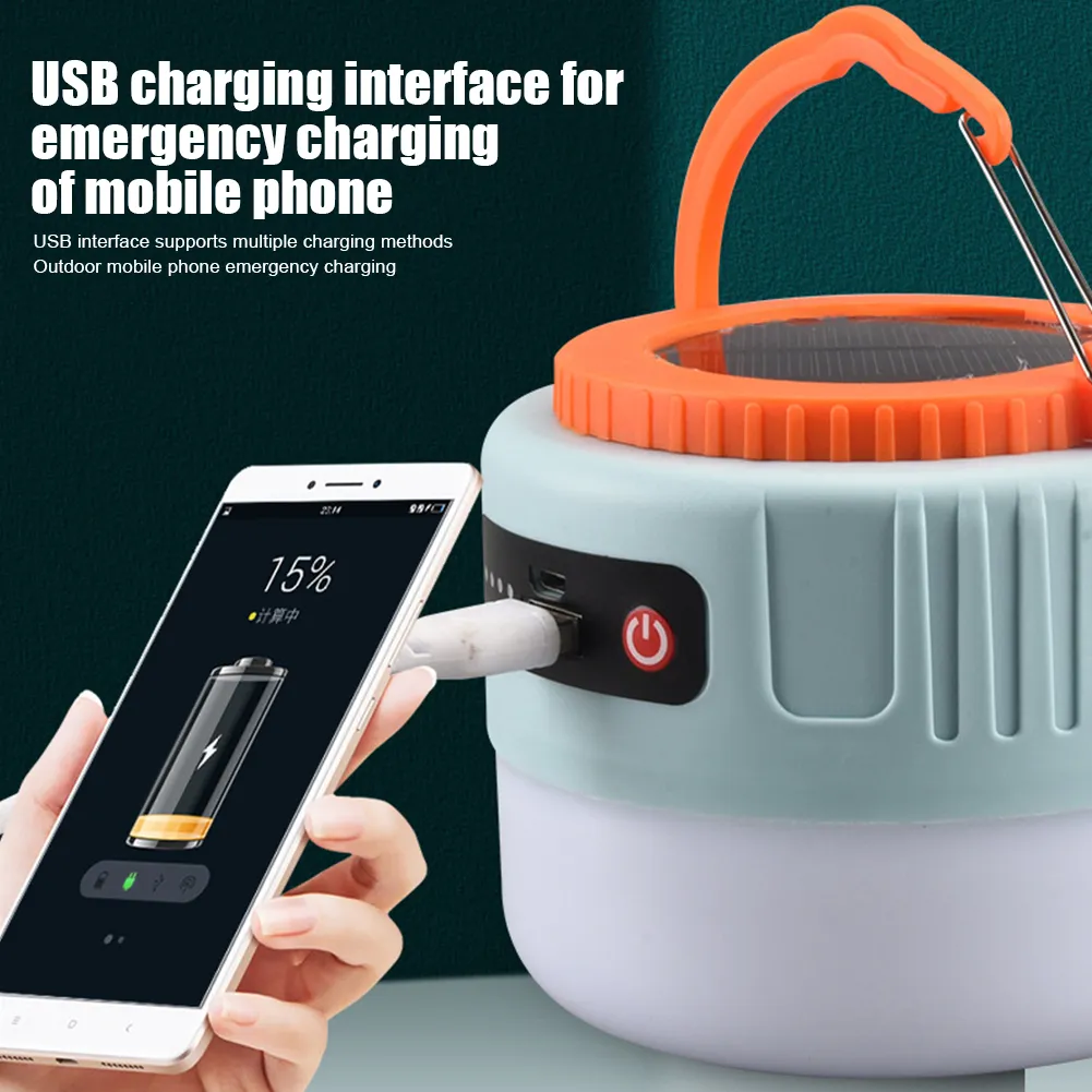 Solar-Powered LED Emergency Light: 300LM, 1200mAh, Waterproof, 6 Modes ...