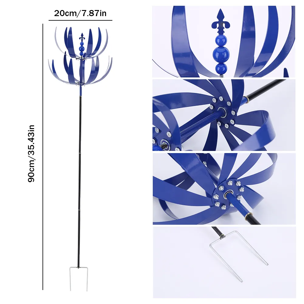 Metal Wind Rotator Unique Wind Rotating Windmill Removable Blue Durable ...
