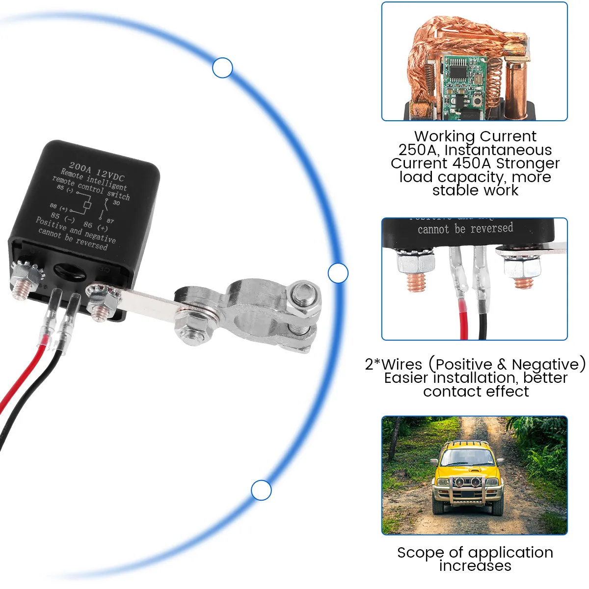 Dual Remote Car Battery Disconnect Relay 12V Anti Theft Battery Shut ...