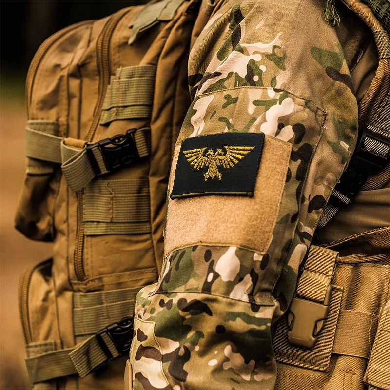 Embroidered Tactical Emblem Patch Double Headed Eagle Design, Hook ...