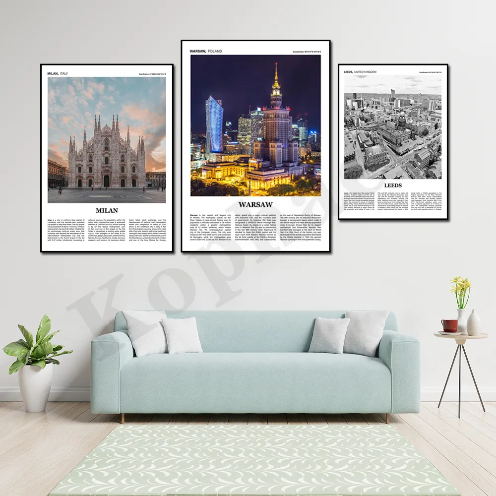 European Cityscapes Wall Art | Rome Warsaw Dublin Leeds Sheffield Milan ...
