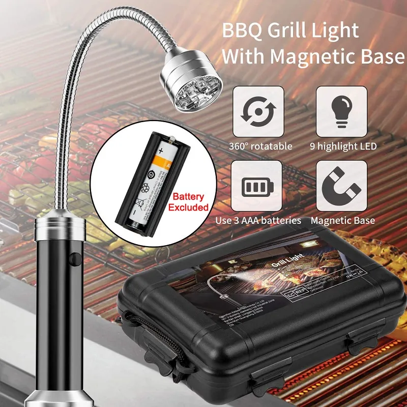 Portable LED Barbecue Grill Lights: 360° Magnetic Base, Adjustable ...