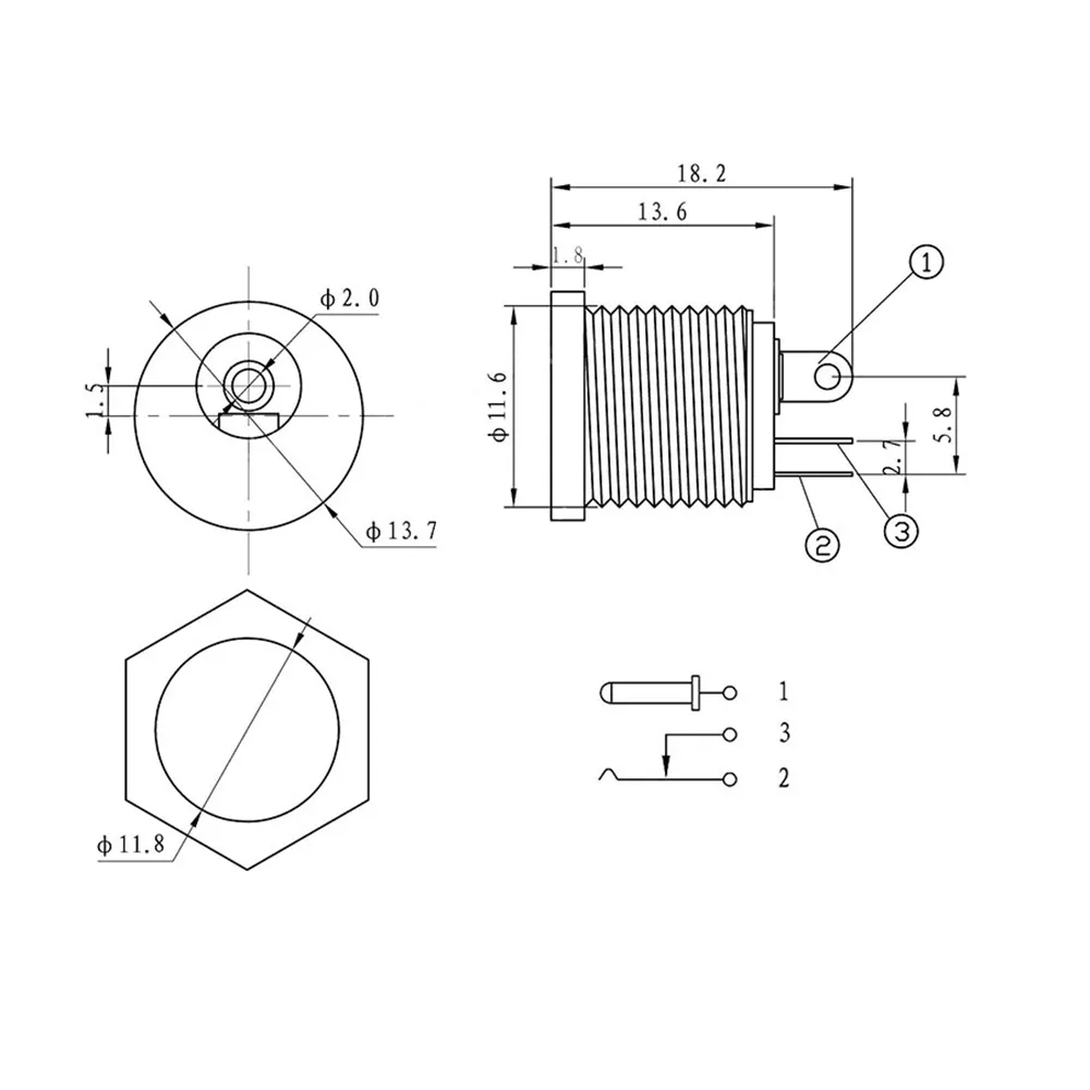 12V DC Connector Panel Mount Jack Socket With Male... From Ddmyhome ...