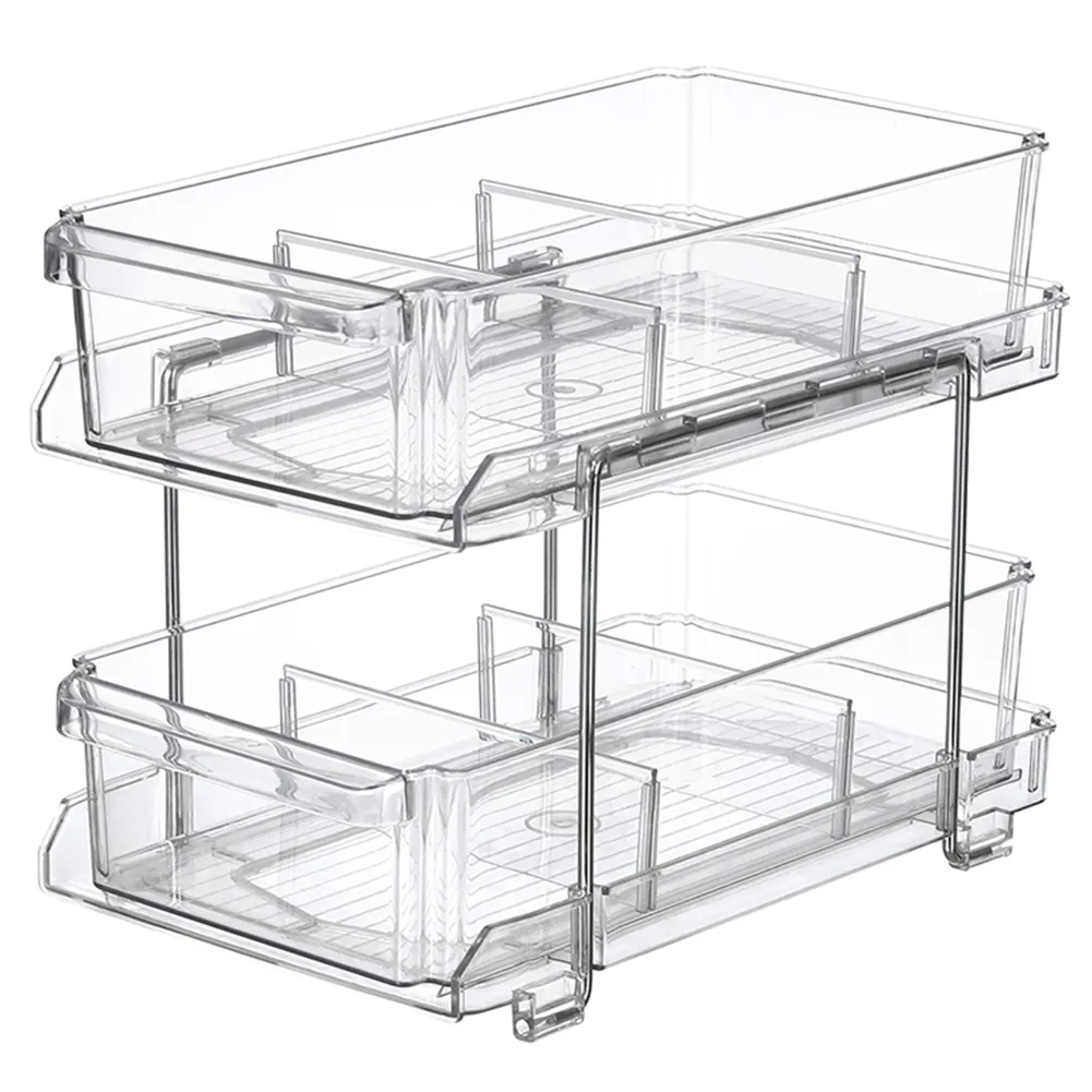 Clear 2-Tier storage cabinet for bathroom with Sliding Storage Drawers ...