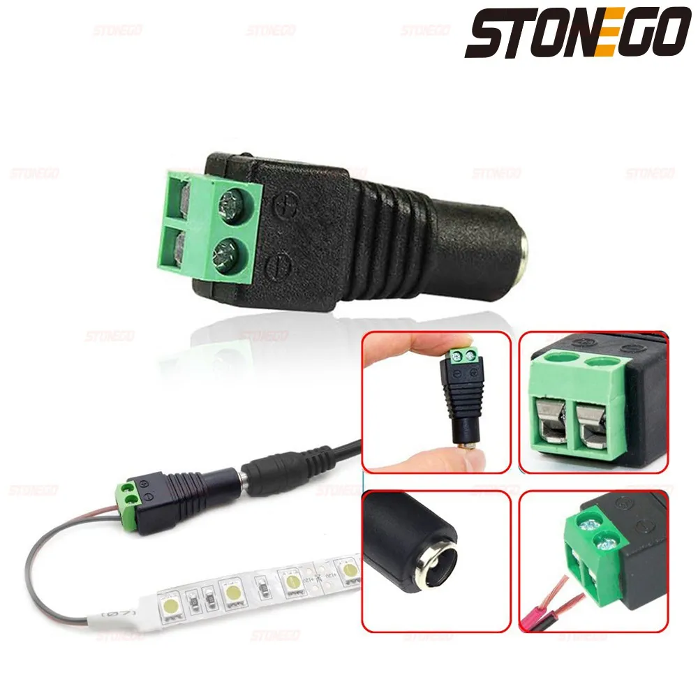 12V DC Connector: 5.5mm X 2.1mm Male Female Power Jack Adapter For LED ...