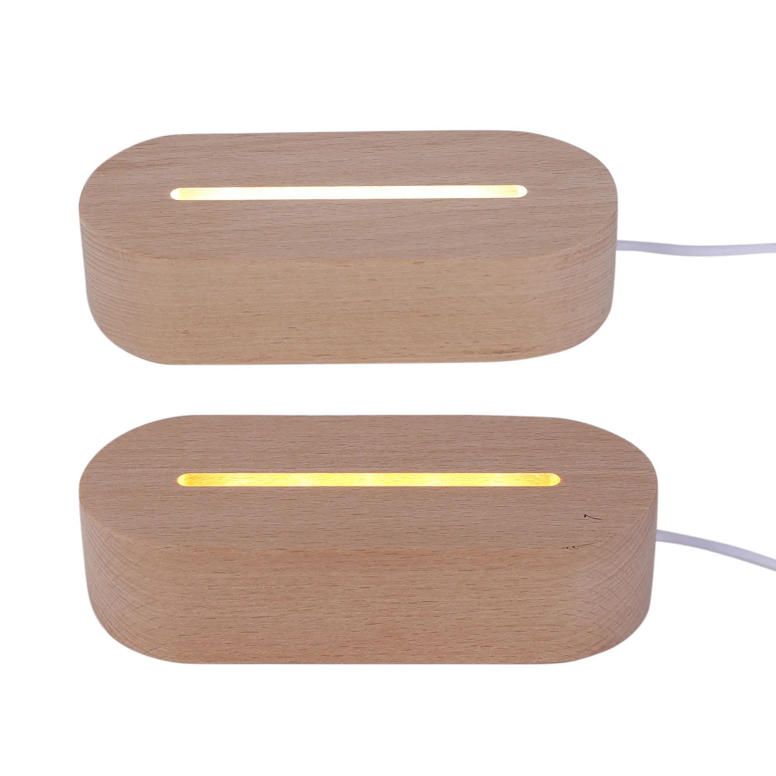 1-Wooden LED Light Base, Acrylic Light Plate Base with USB Cable for ...