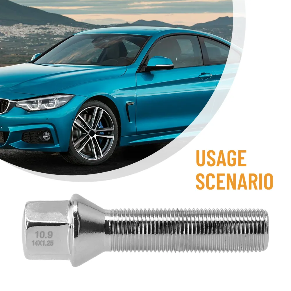 Bolt Nut Wheel Lug Bolt M14 X 1.25, Rear Right, Silver Steel, 22mm Thread Length, 47.5mm Bolt ...