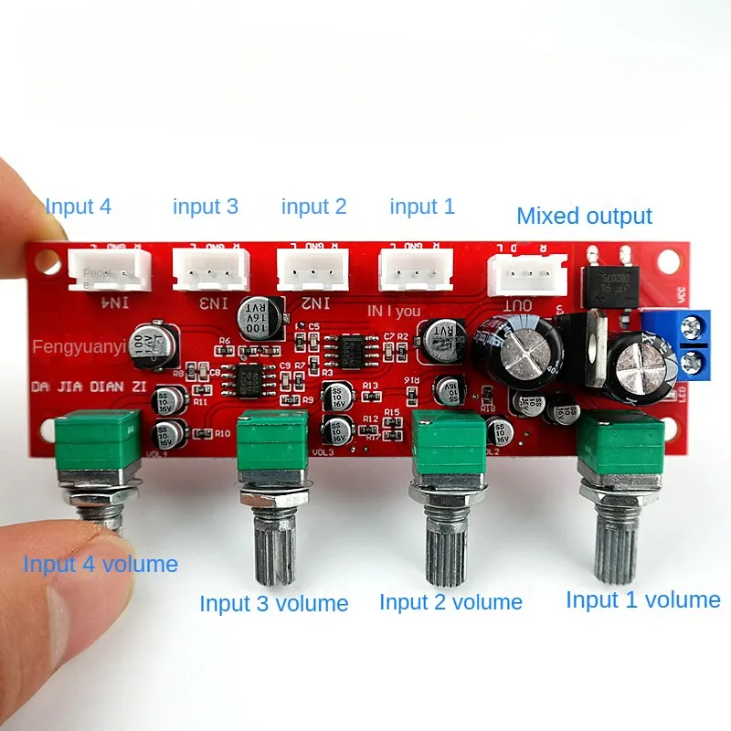 Stereo Audio Mixer Preamp Equalizer 4 Way Input Mixer Pre Amplifier ...