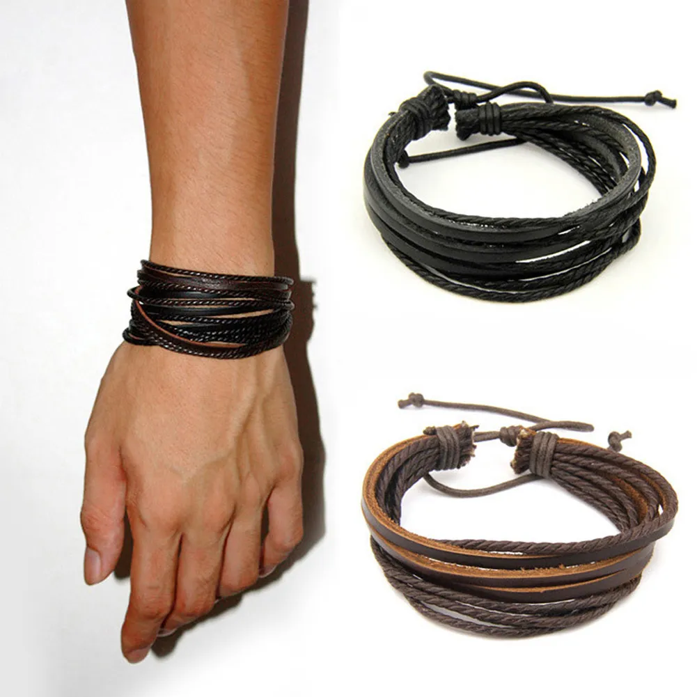 Handmade Woven Leather Mens Wrap Bracelet With Braided Rope Stylish Bangles From Ddmywonder 6.52 DHgate.Com