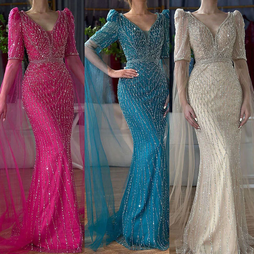 Saudi Arabia Mermaid Evening Gown: Fuia Beaded Cape... From ...