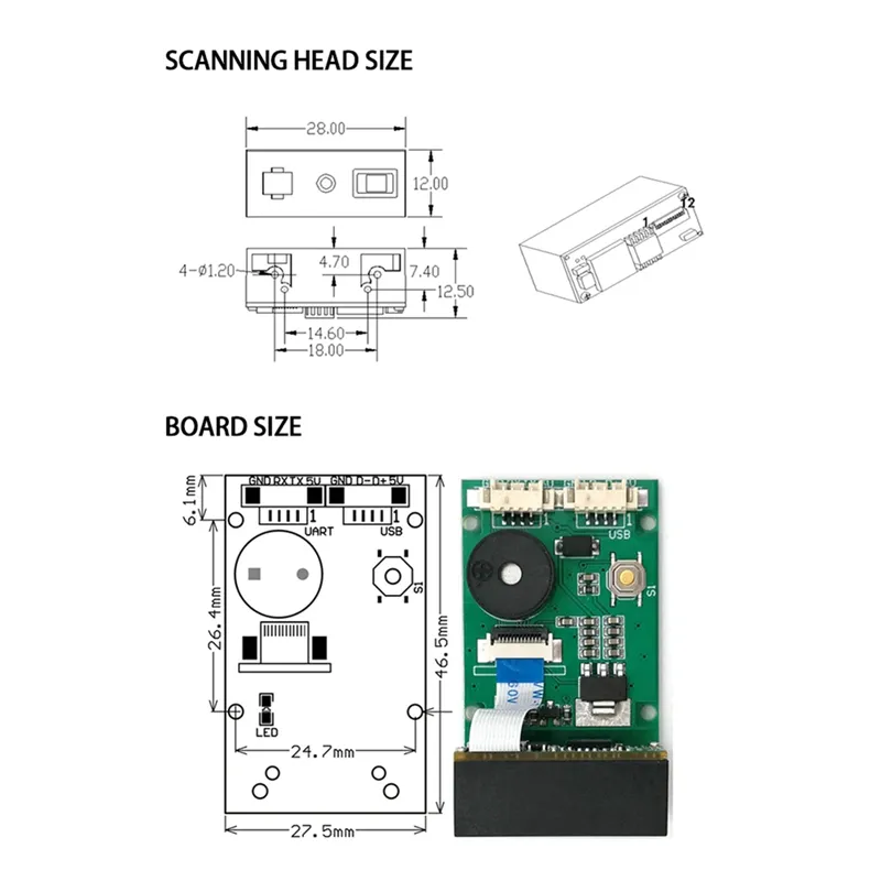 USB QR Code Scanner Module: 1D 2D Barcode Reader With UART Interface ...