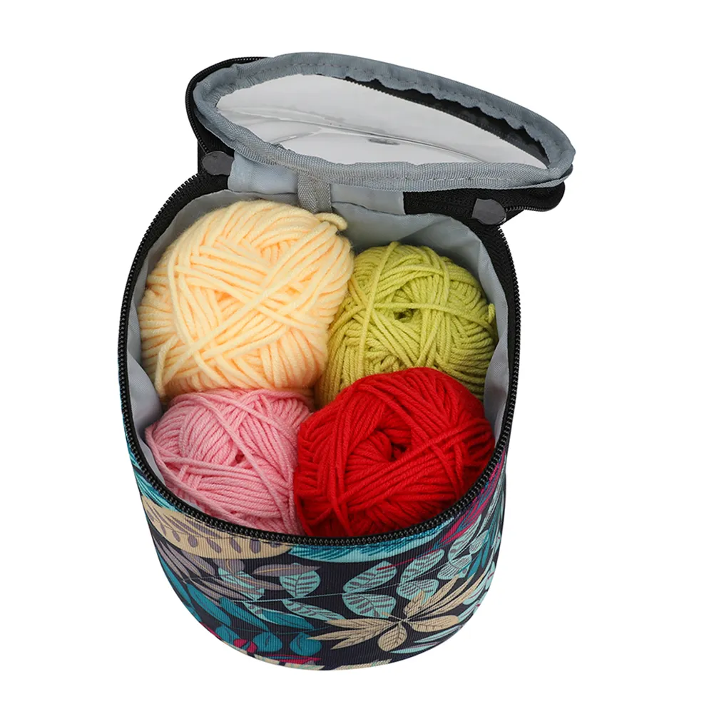Round Yarn Storage Bag - Knitting Project Organizer, Crochet Hook ...