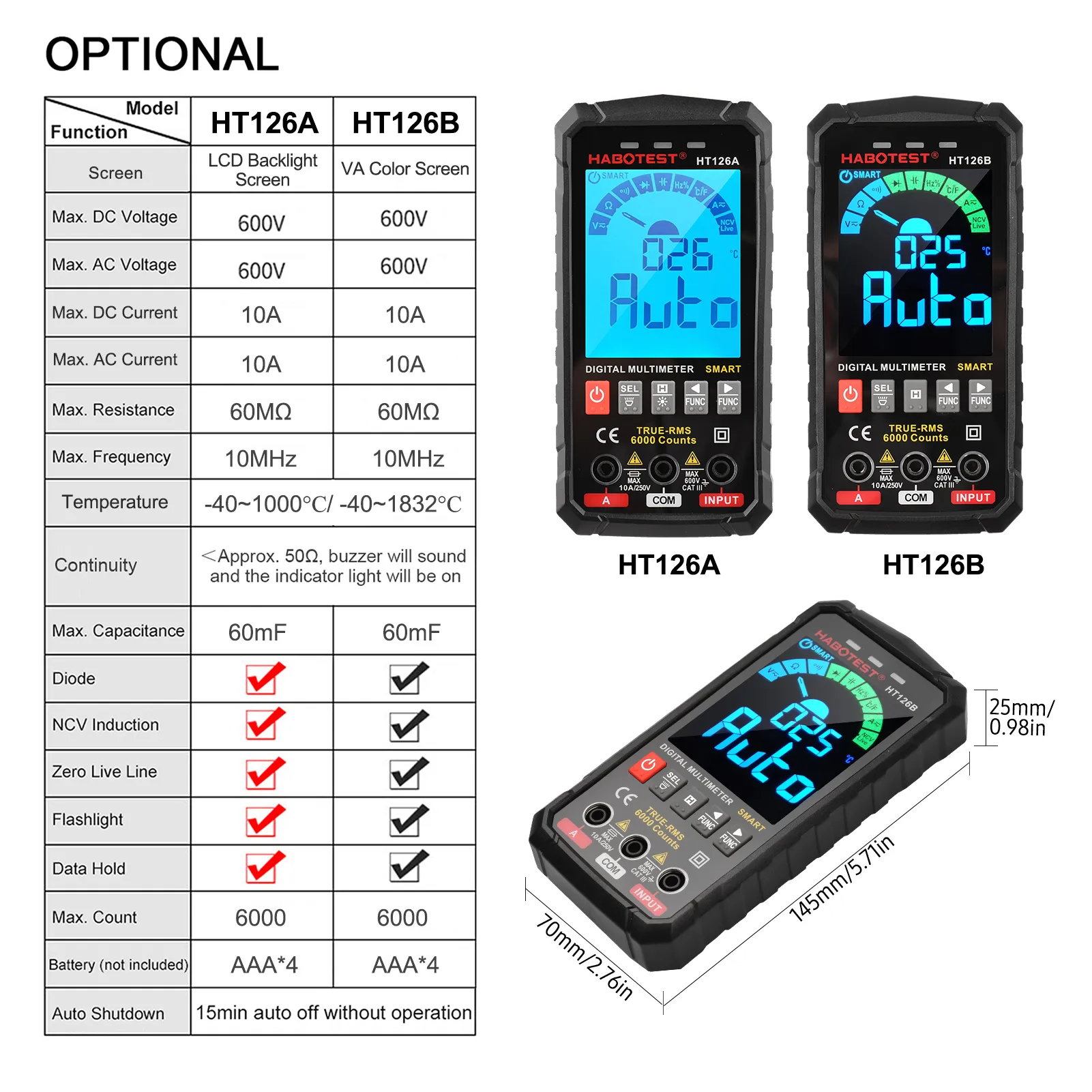 DHgate.com:HT126B Smart Digital Multimeter - 6000 Counts TRMS Auto ...
