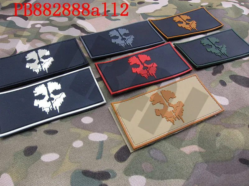 PVC Patches Ghosts Morale Military Rubber Durable Decorative Appliques, Tactical Gear Accessory ...