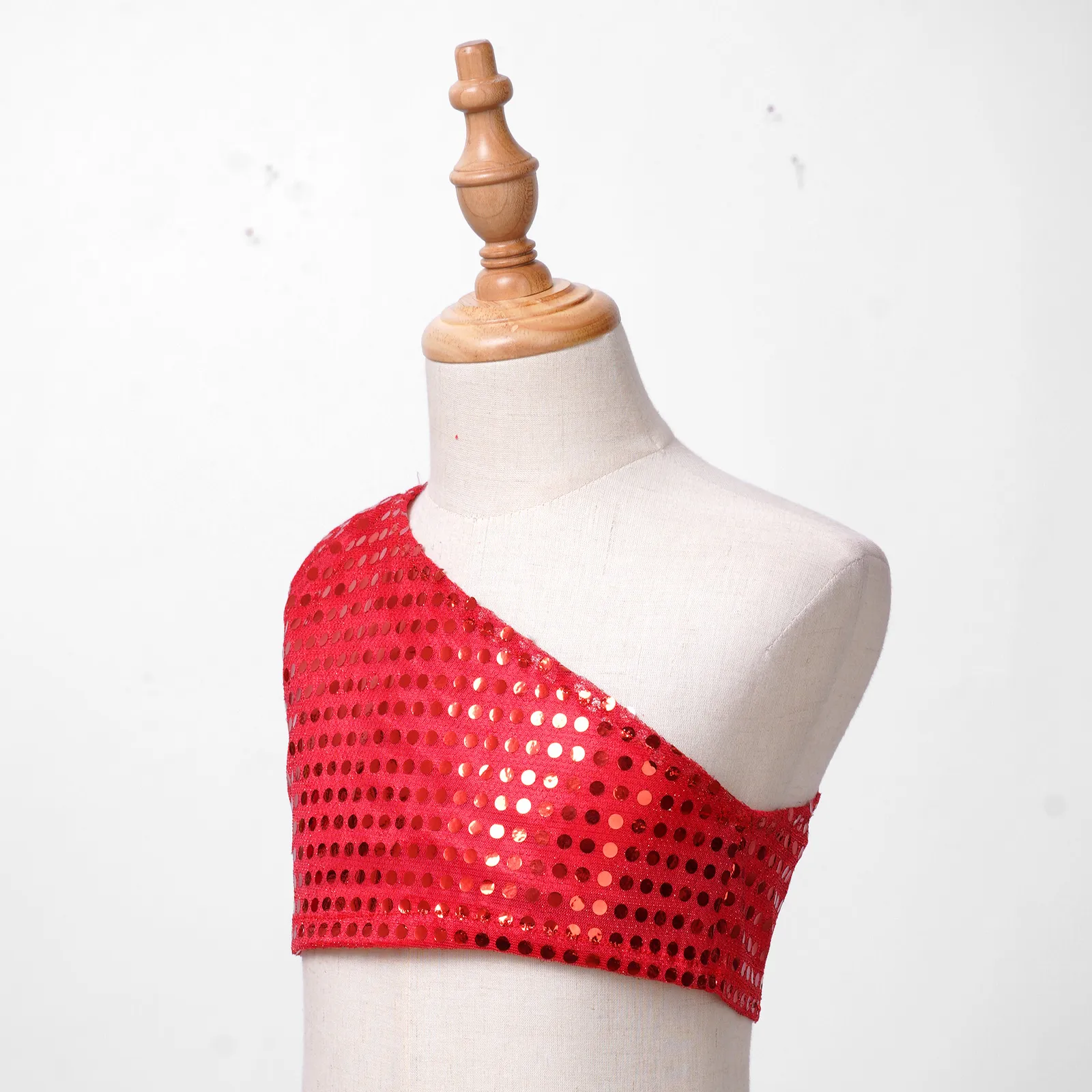 Girls' Shiny Sequin Dance Top - Kids One Shoulder Crop Top for Jazz, Gymnastics, Ballet, Stage ...