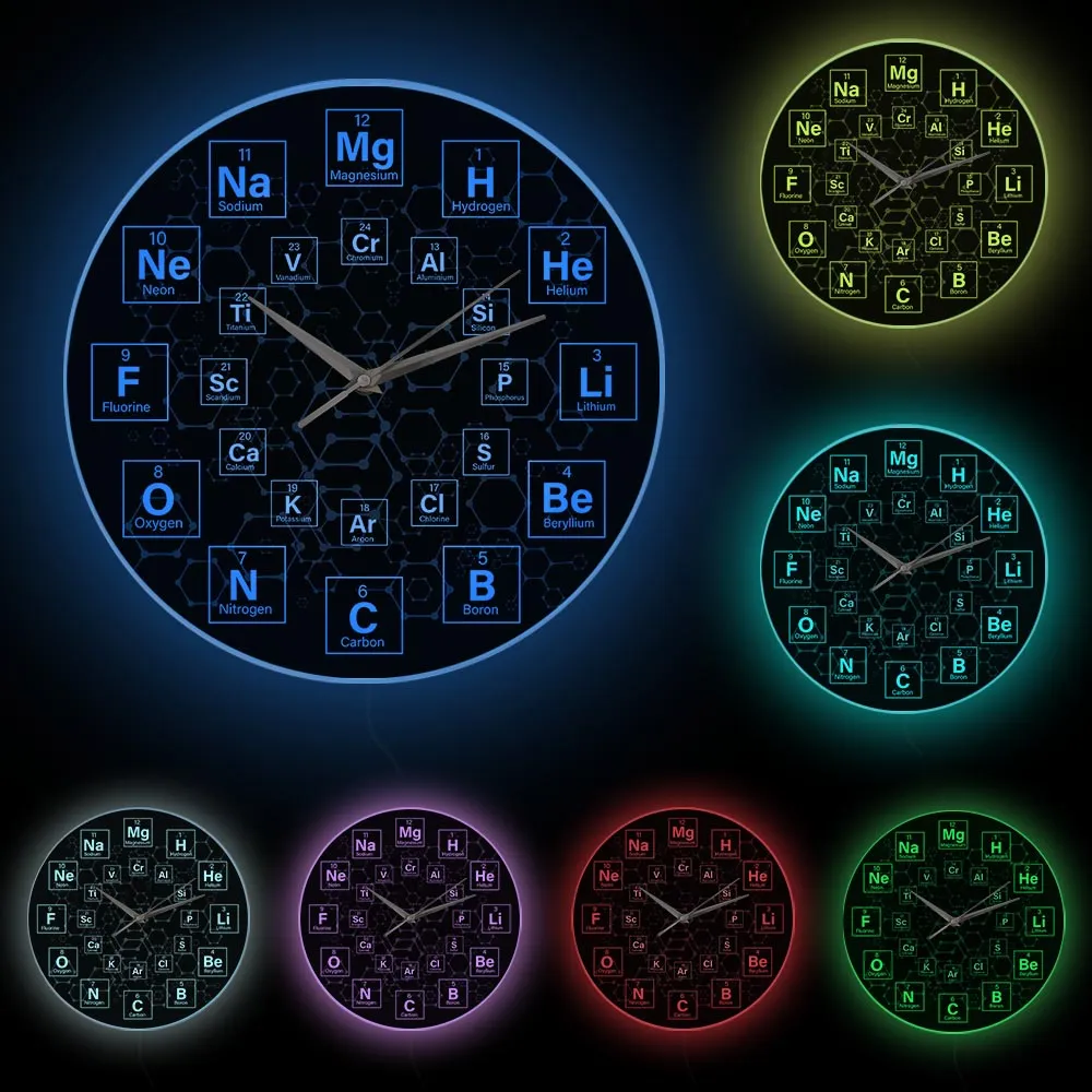 Chemical Symbol Accurate Wall Clock Periodic Table Of Elements Science ...