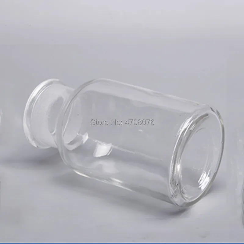 Glass reagent bottle with glass cover lid, transparent laboratory flask ...