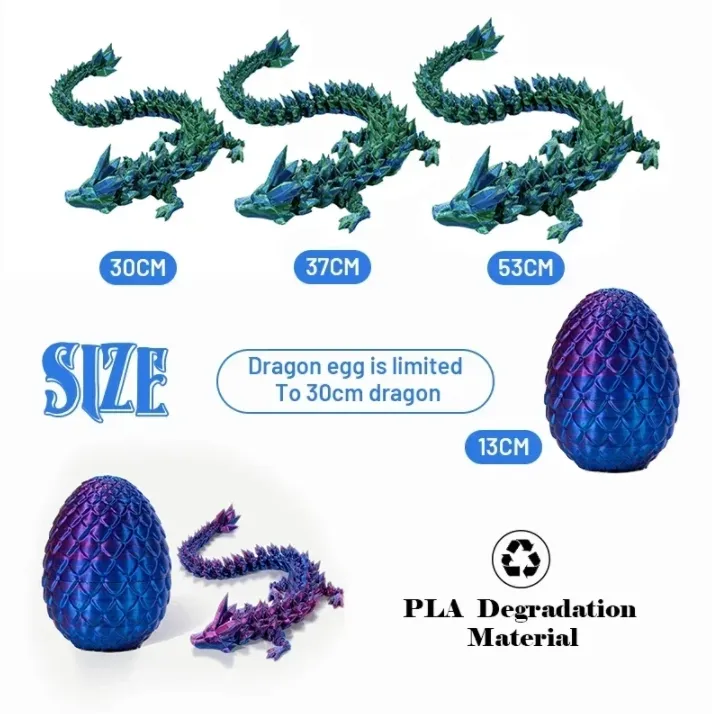 3D Printed Gem Articulated Dragon Rotatable 3D Dragon Toy Mystery ...