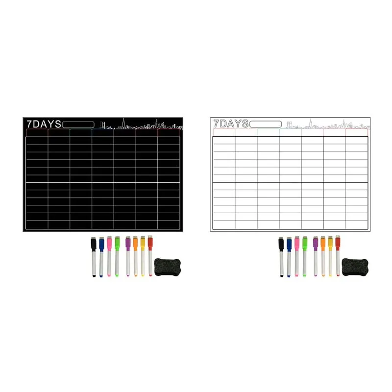 Large Magnetic Whiteboard Weekly Planner - 7 Day Kitchen Refrigerator ...