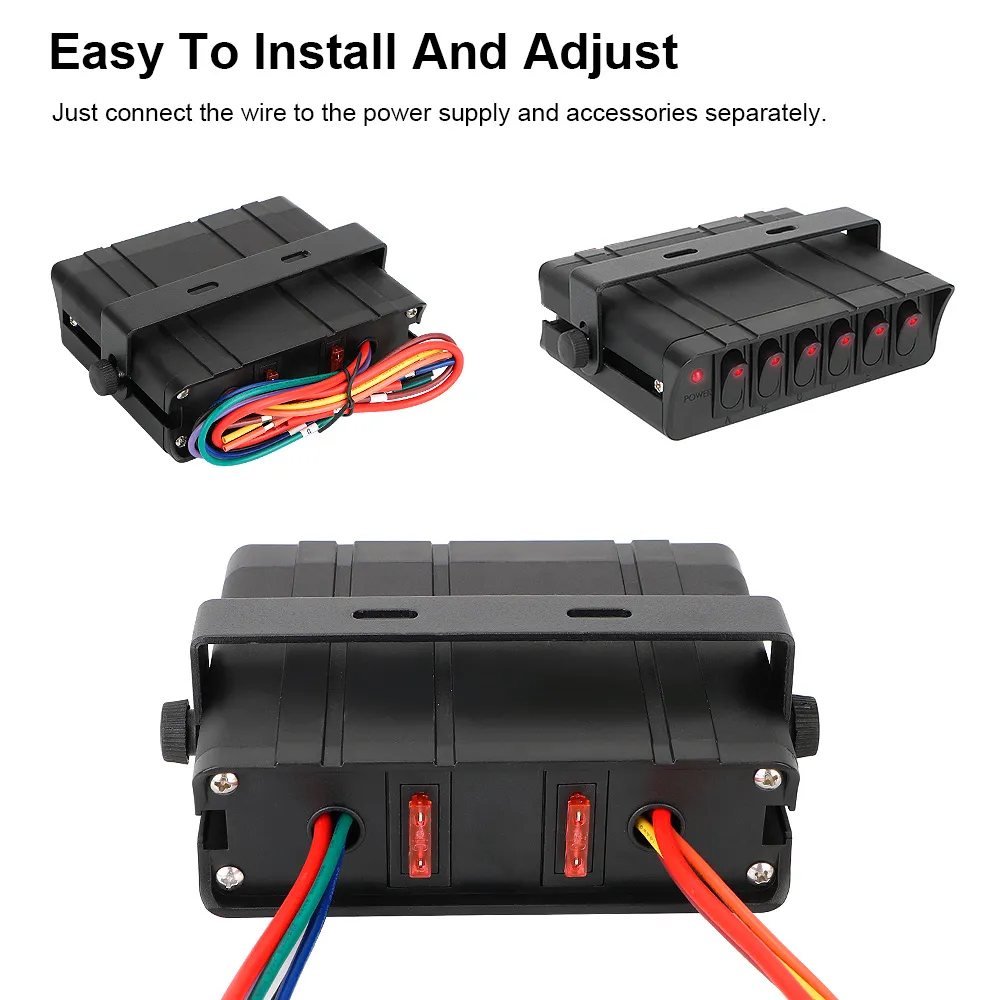 6 Gang LED Rocker Switch Panel Box | 12V/24V 20A | Car, Boat, Truck ...